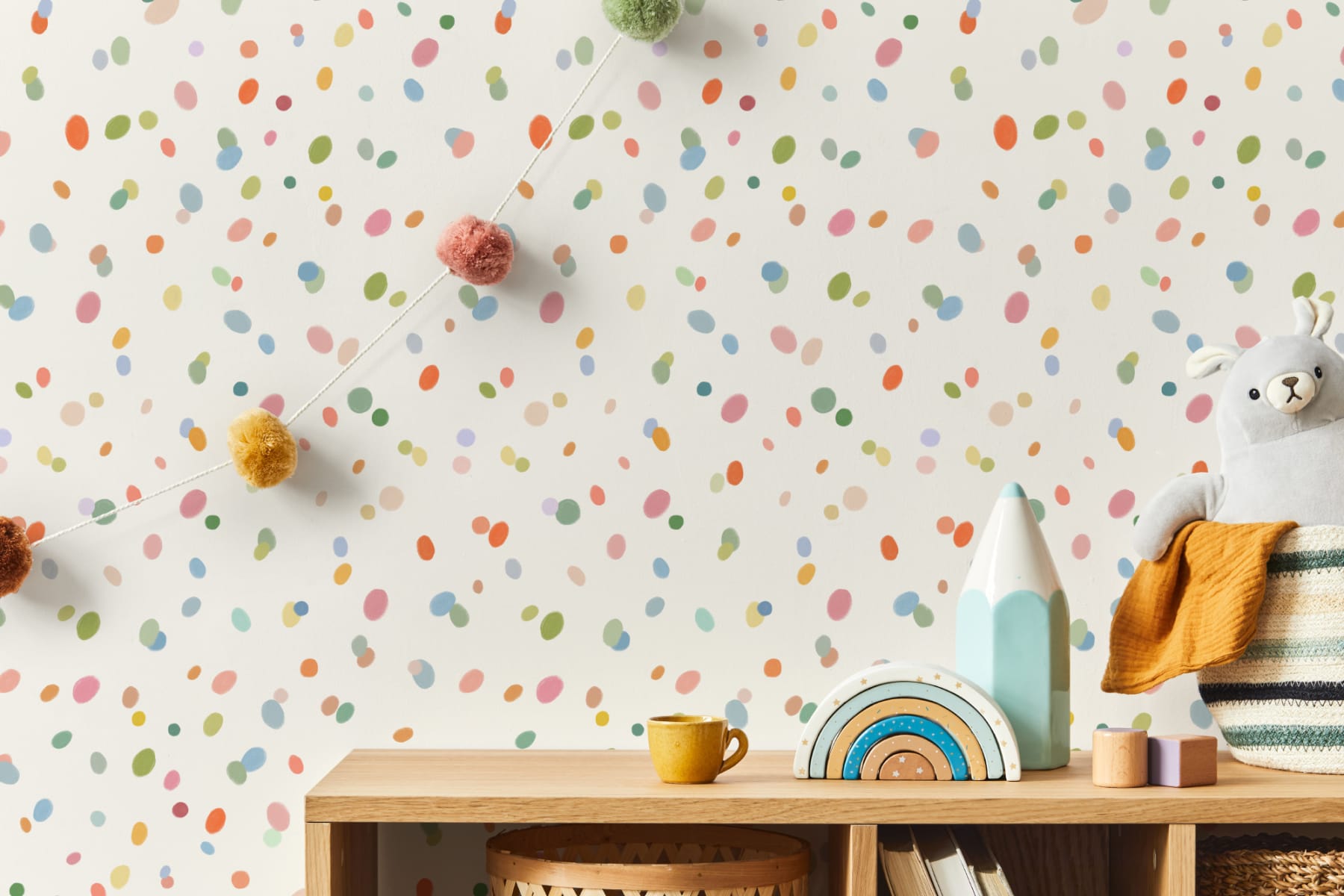 Hand Drawn Pastel Multicolor Spots Wallpaper | Hovia | Hovia