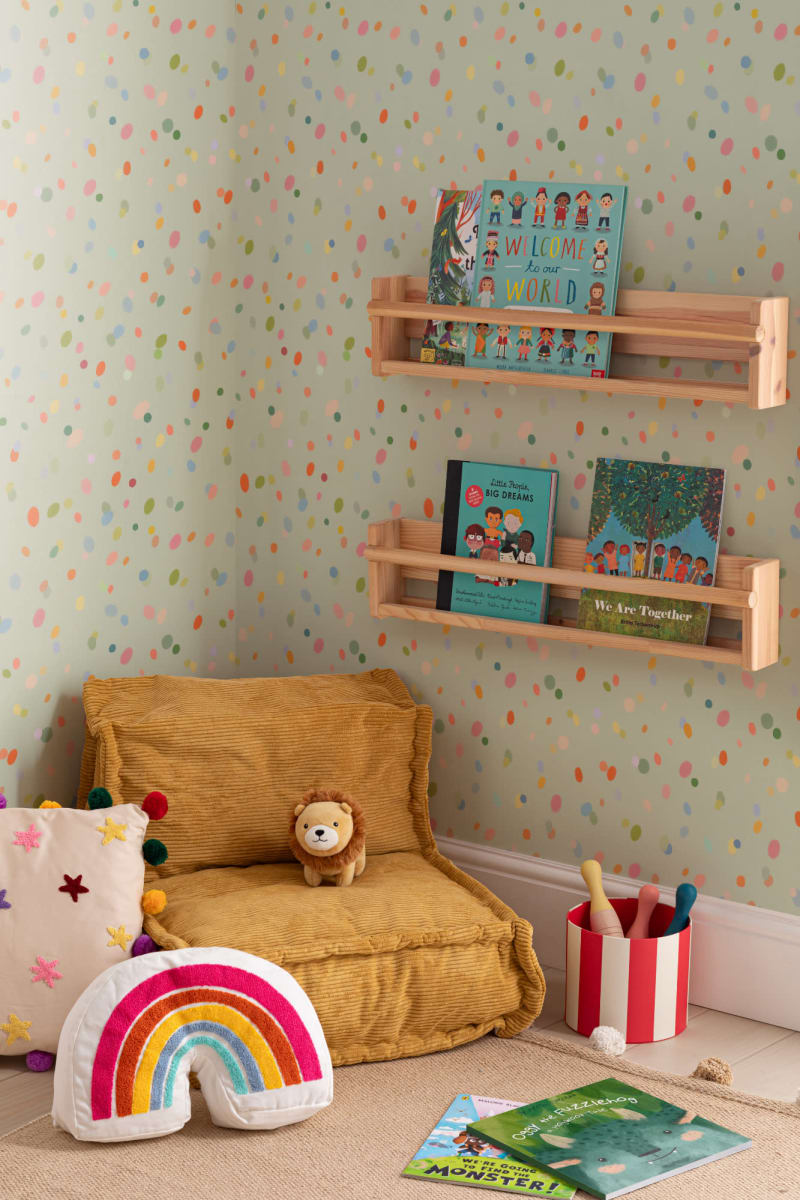 Hand Drawn Pastel Multicolor Spots Green Wallpaper | Hovia | Hovia