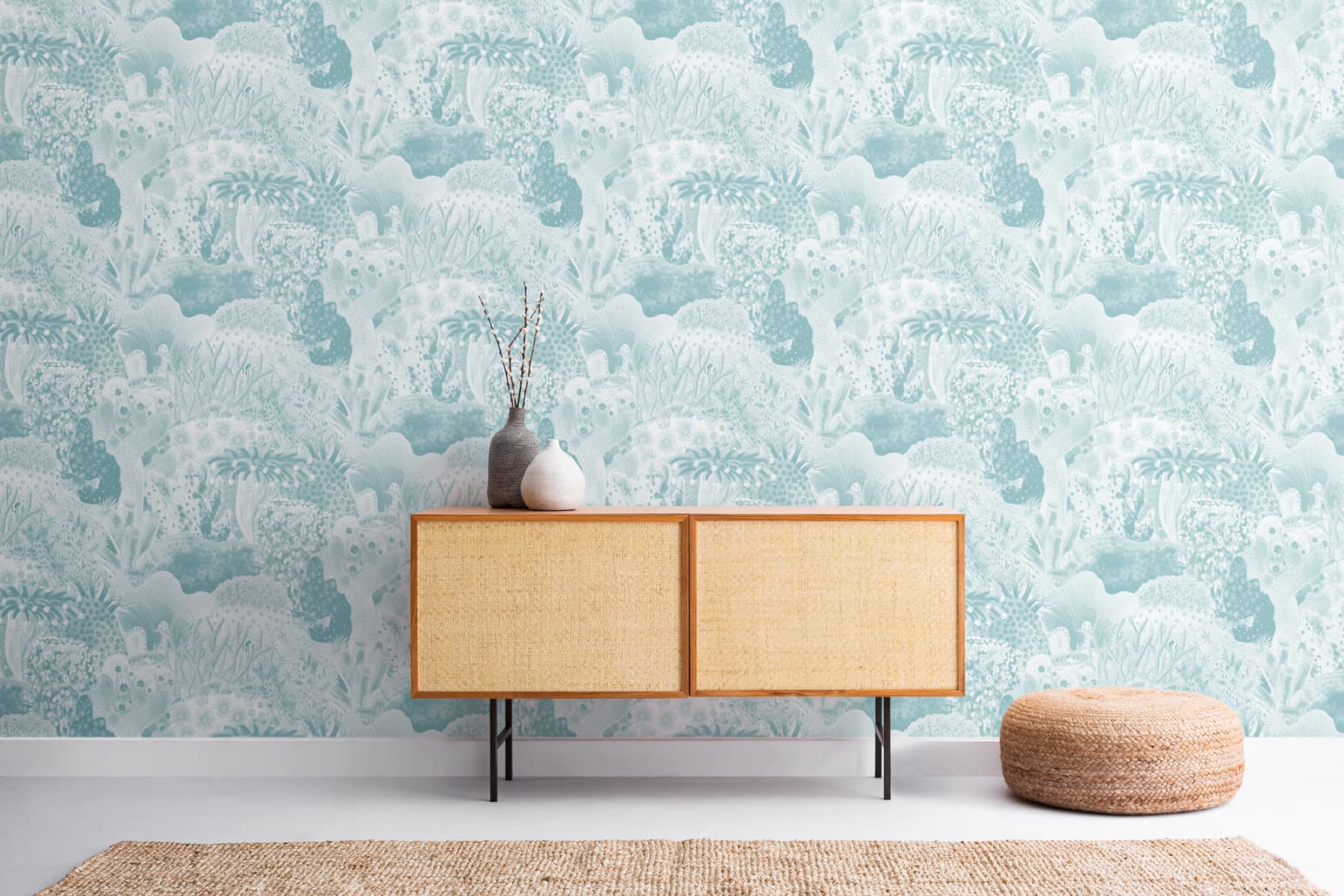 Marine Life Wallpaper With Blue Vintage Illustrations - Hovia | Hovia