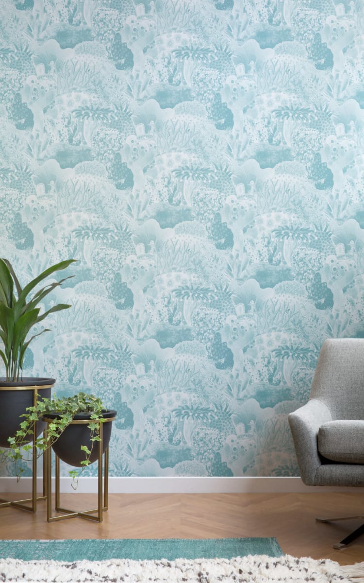 Marine Life Wallpaper With Blue Vintage Illustrations - Hovia | Hovia