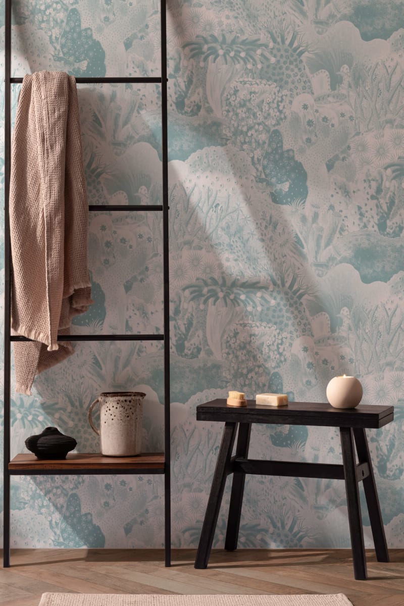 Marine Life Wallpaper With Blue Vintage Illustrations - Hovia | Hovia