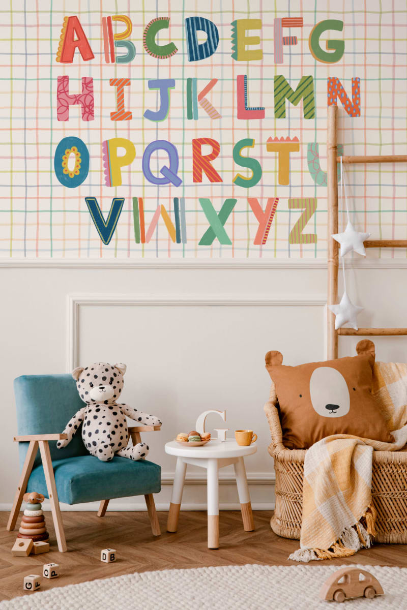 Colorful Kids Alphabet Grid Mural - Hovia