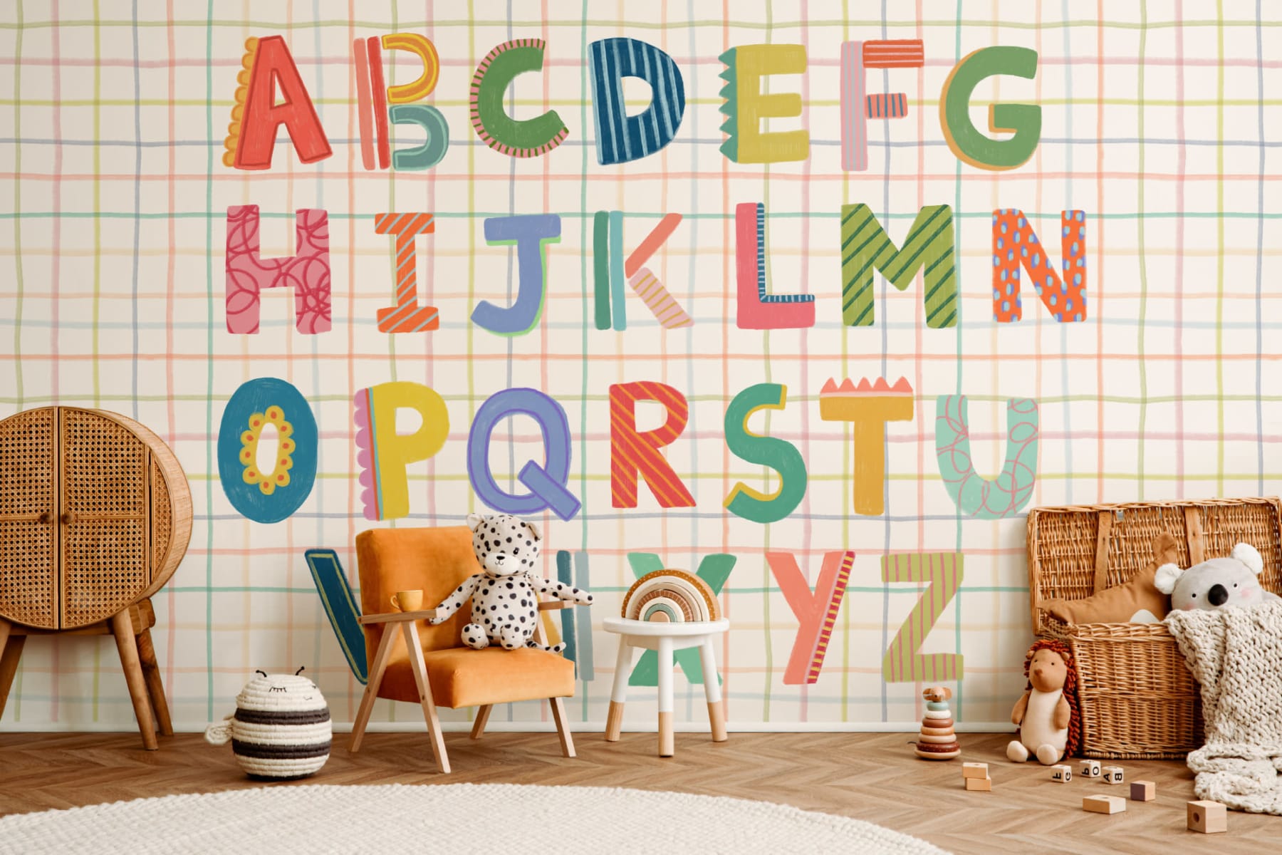 Colorful Kids Alphabet Grid Mural - Hovia