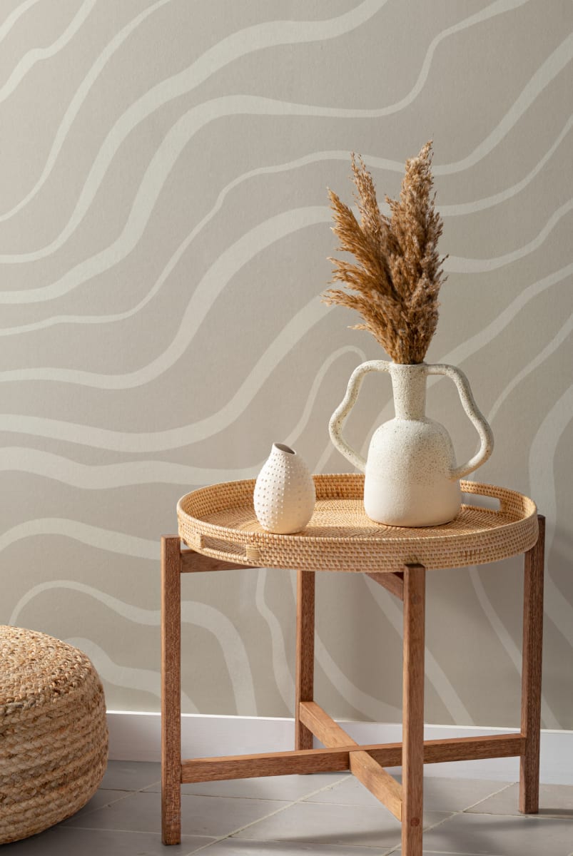 Neutral Tone Modern Abstract Lines Mural - Hovia - Hovia