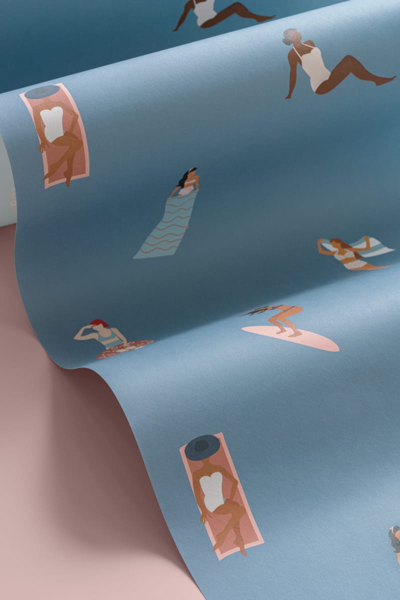 Blue Beach Life Seaside Pattern Wallpaper - Hovia | Hovia