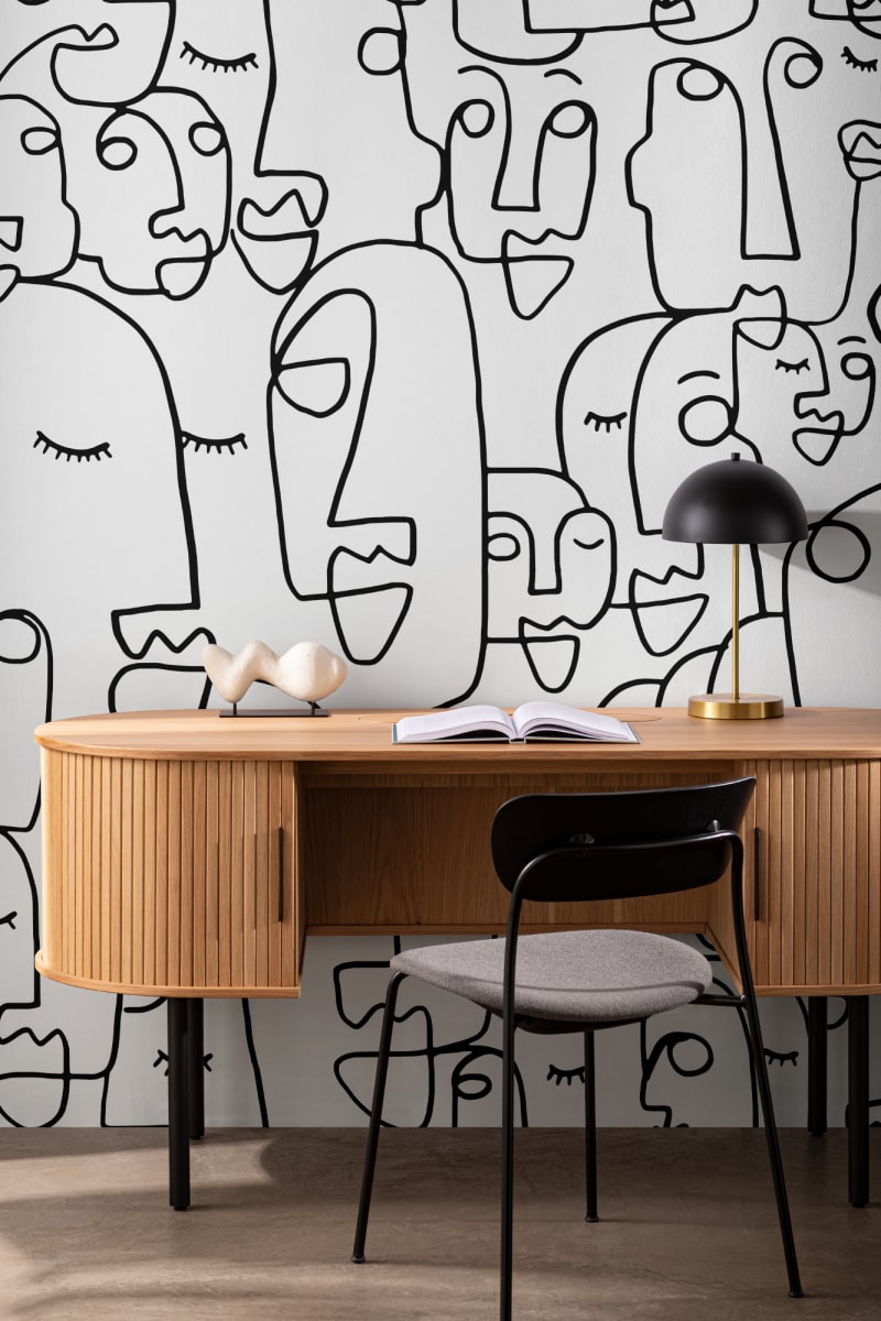 Large Face Line Drawing Wall Mural - Hovia