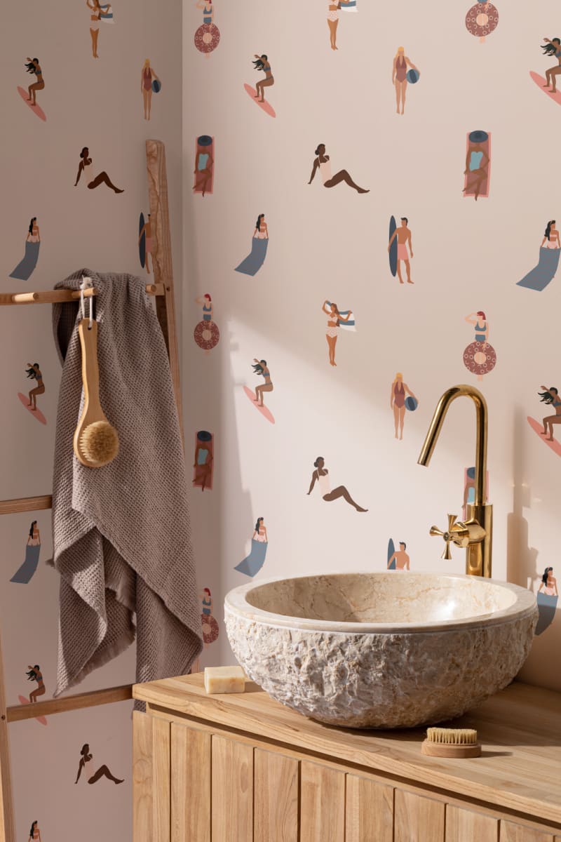 Cream Beach Life Seaside Pattern Wallpaper - Hovia - Hovia