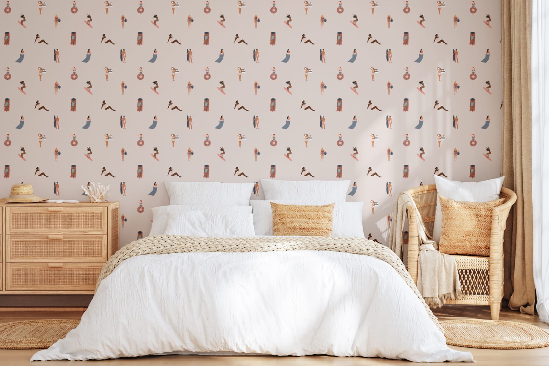 Cream Beach Life Seaside Pattern Wallpaper - Hovia - Hovia