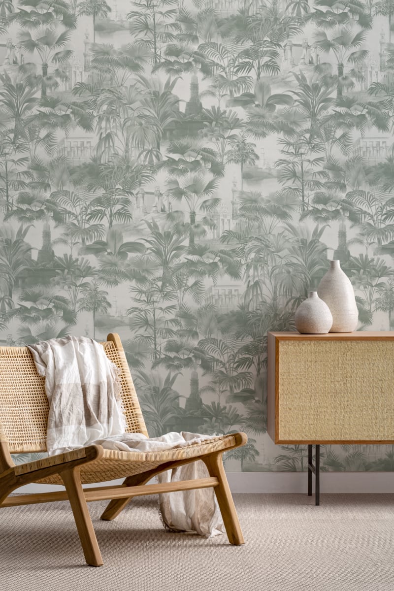 Vintage Tropical Temple Wallpaper - Hovia - Hovia
