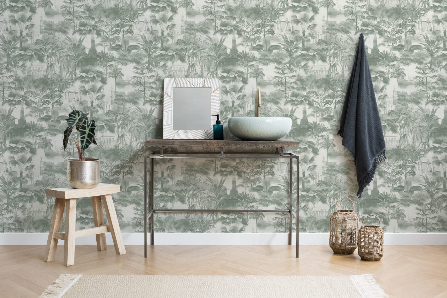 Vintage Tropical Temple Wallpaper - Hovia - Hovia