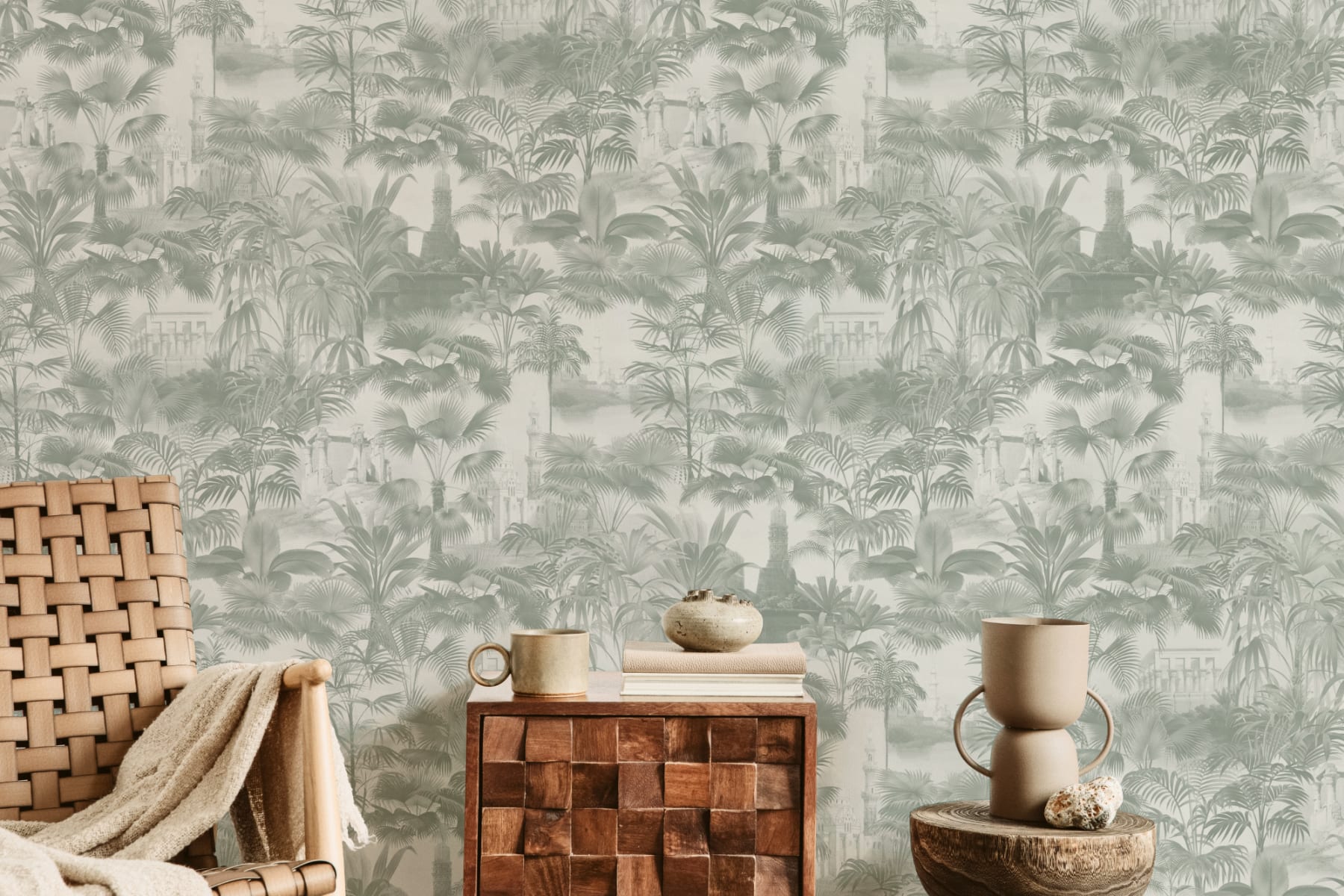 Vintage Tropical Temple Wallpaper - Hovia - Hovia