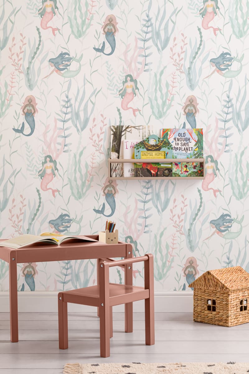 Pastel Watercolour Mermaid Pattern Wallpaper - Hovia | Hovia