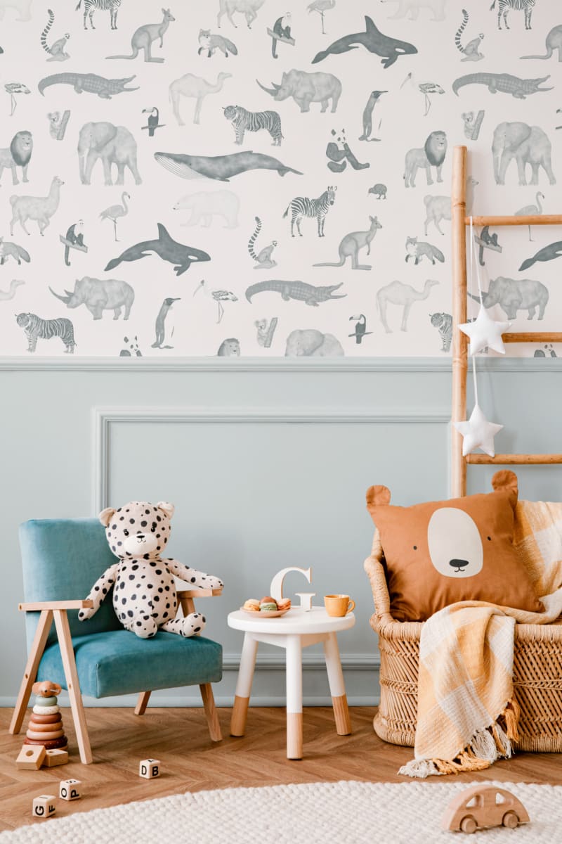 Blue Watercolor Animals Wallpaper - Hovia
