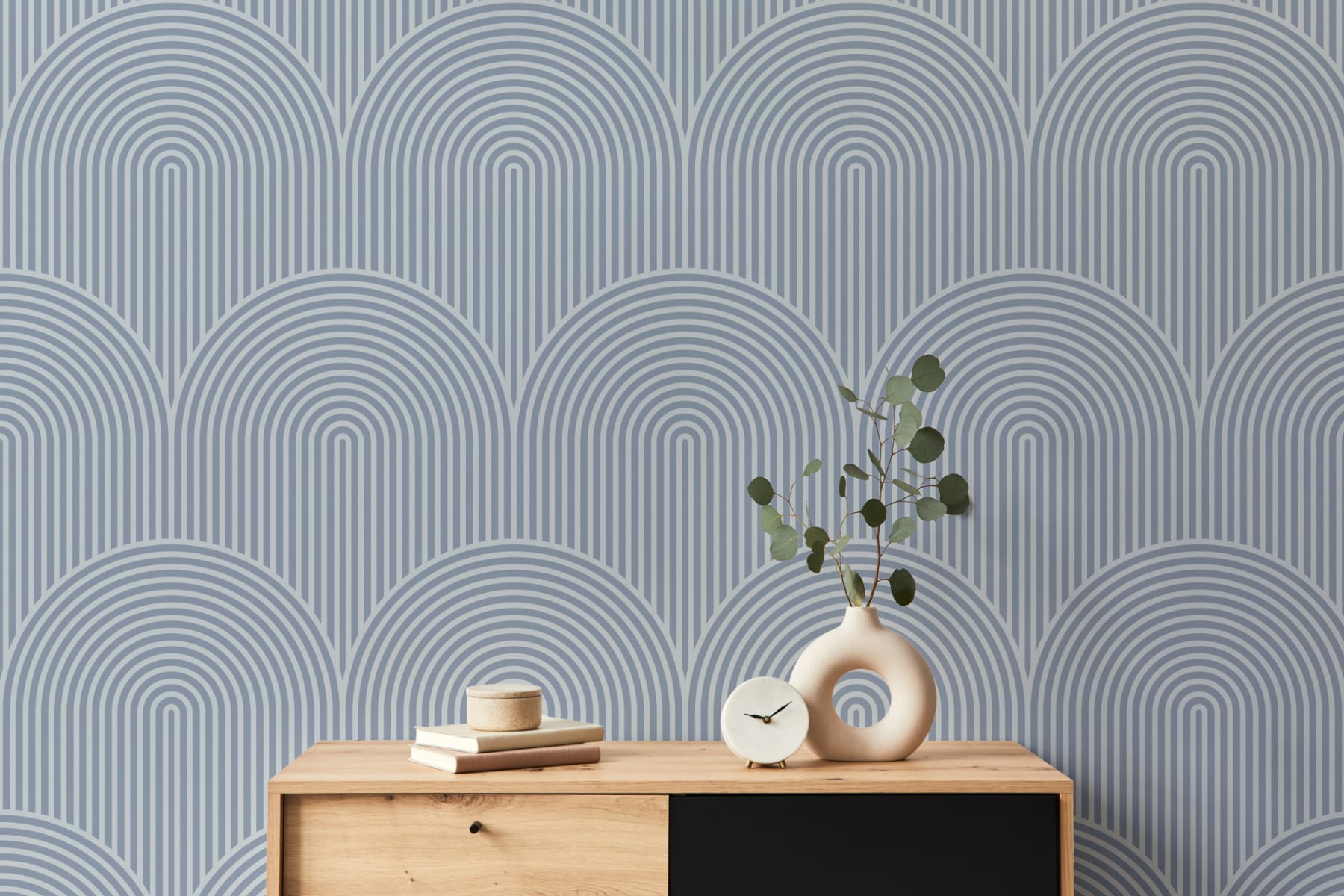 Blue Circuit Design Geometric Striped Pattern Wallpaper - Hovia - Hovia