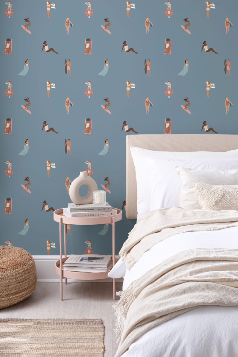 Blue Beach Life Seaside Pattern Wallpaper - Hovia
