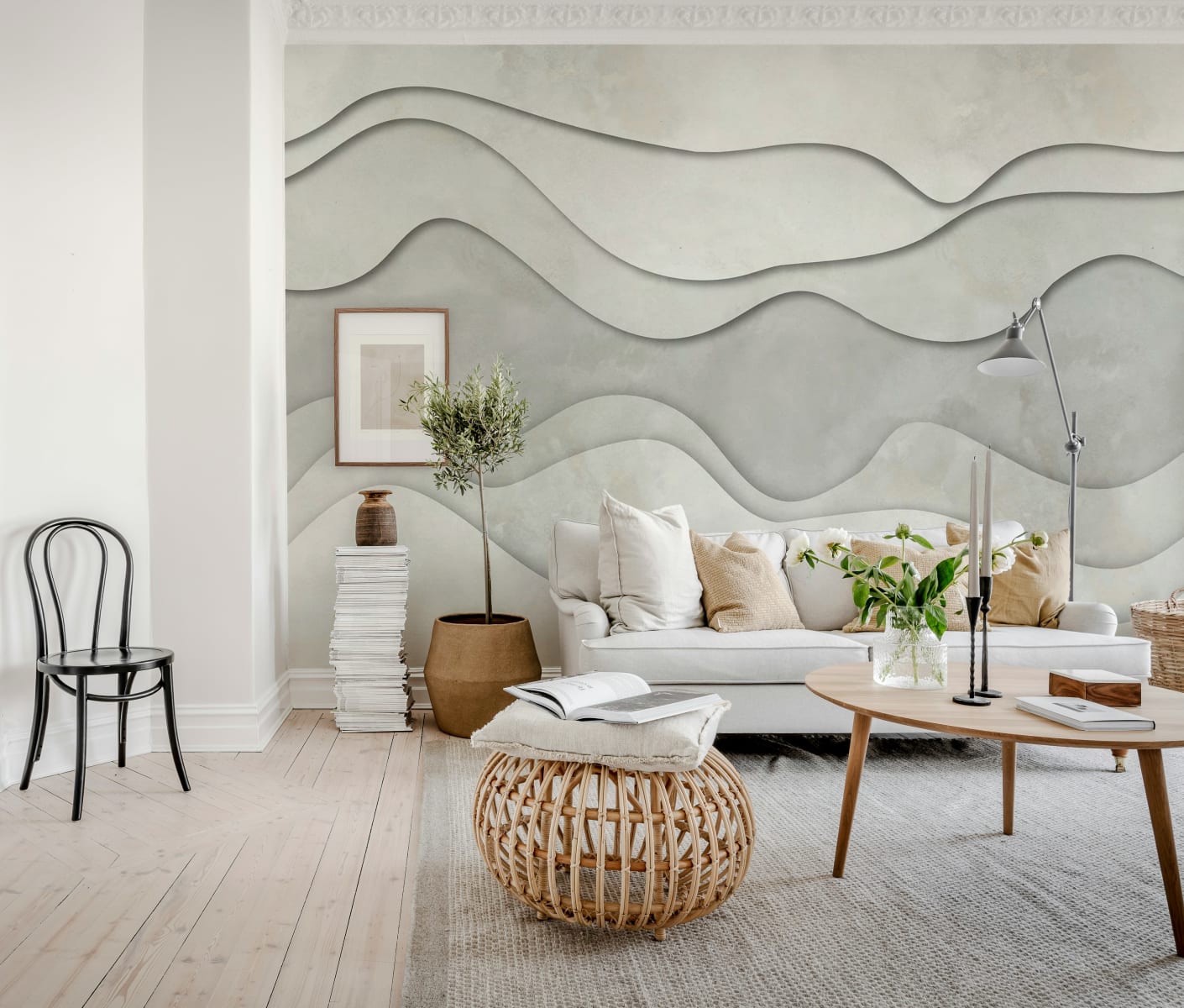 3D Wave, White - Rebel Walls