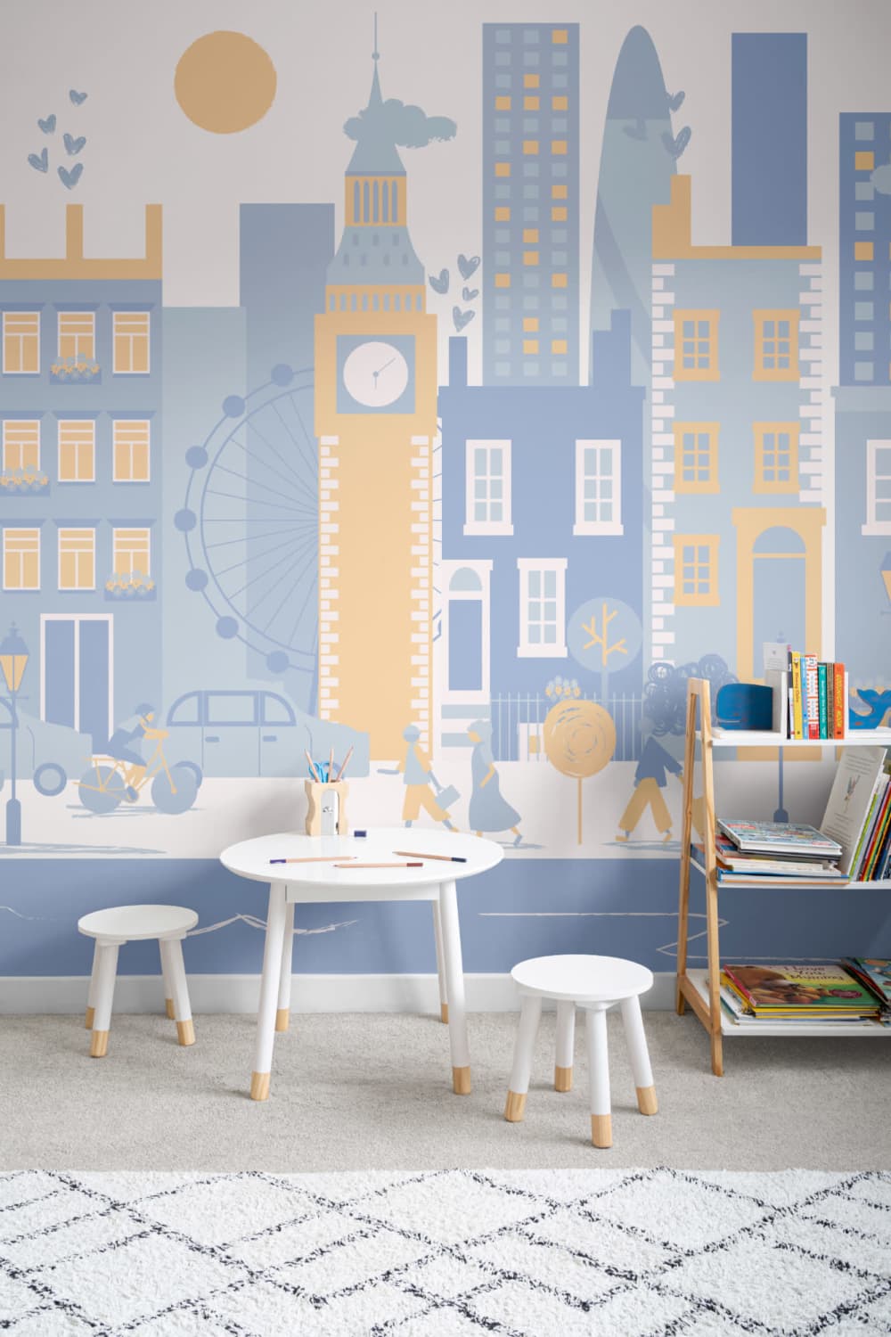 Blue London City Living Wallpaper Mural - Hovia