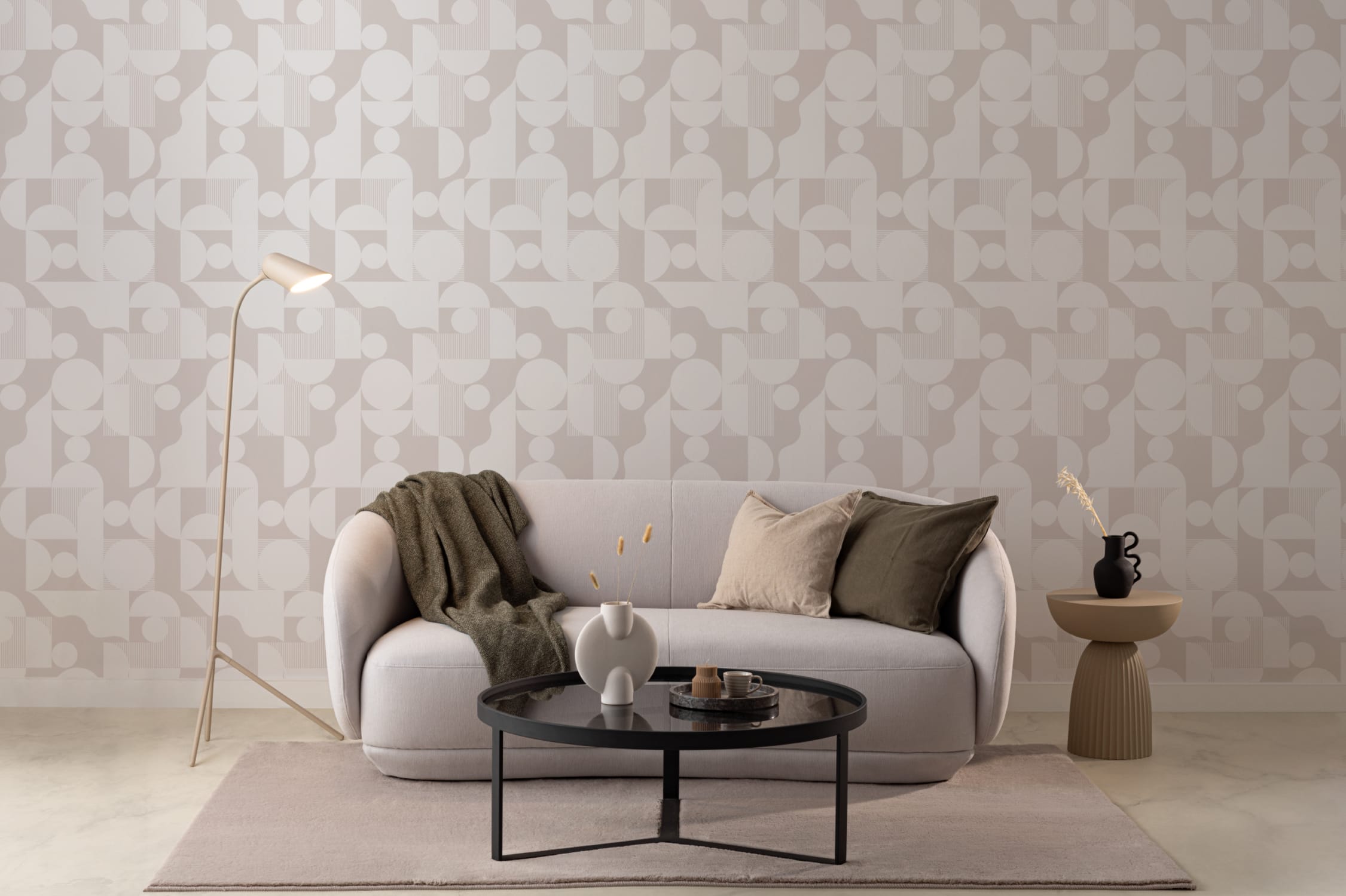 Vit Modern Geometrisk Form Tapet - Hovia