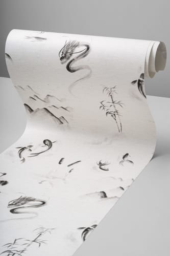 Monochrome Traditional Chinese Pattern Wallpaper - Hovia