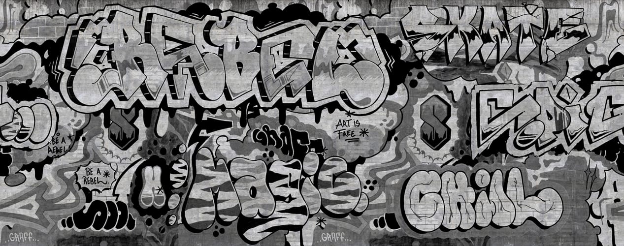 Graffiti Wall Art Black And White