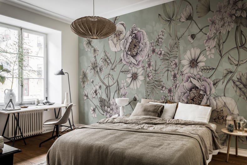 Spring Flower, Green - Wallpaper | Rebel Walls