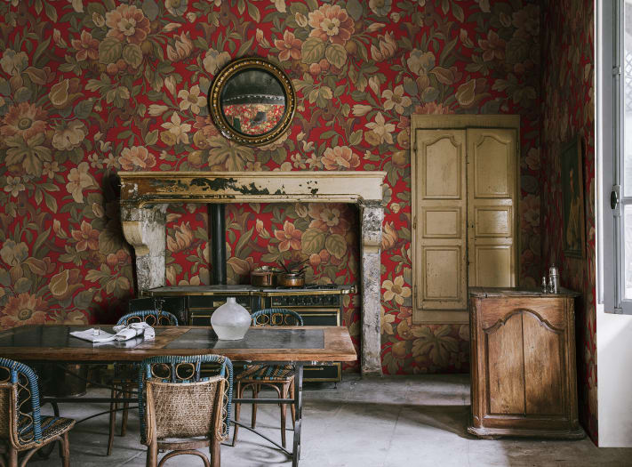 Vintage Flora Velvet - Wallpaper | Rebel Walls