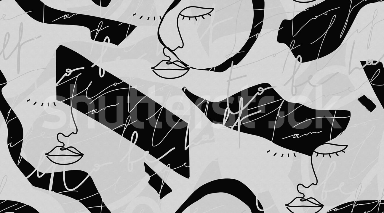 Lined Faces, Graphite - Wallpaper | Rebel Walls