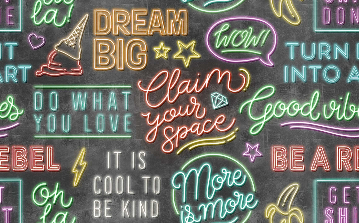 Neon Vibes Graphite - Wallpaper | Rebel Walls
