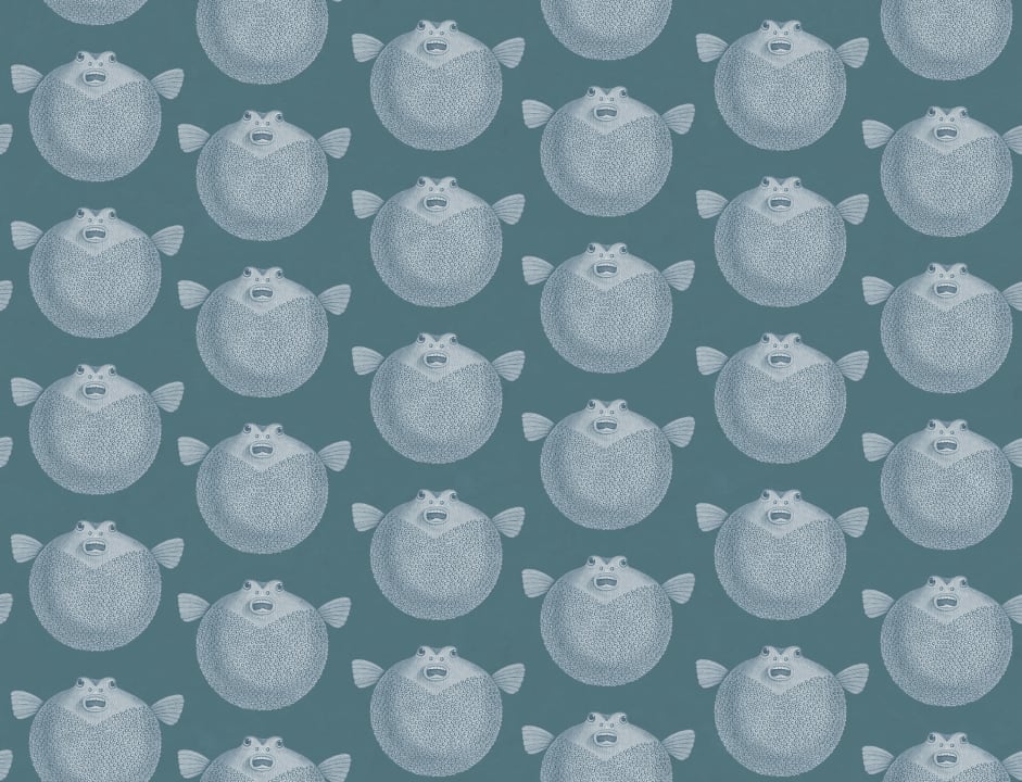 Puffer Fish Blue - Wallpaper | Rebel Walls
