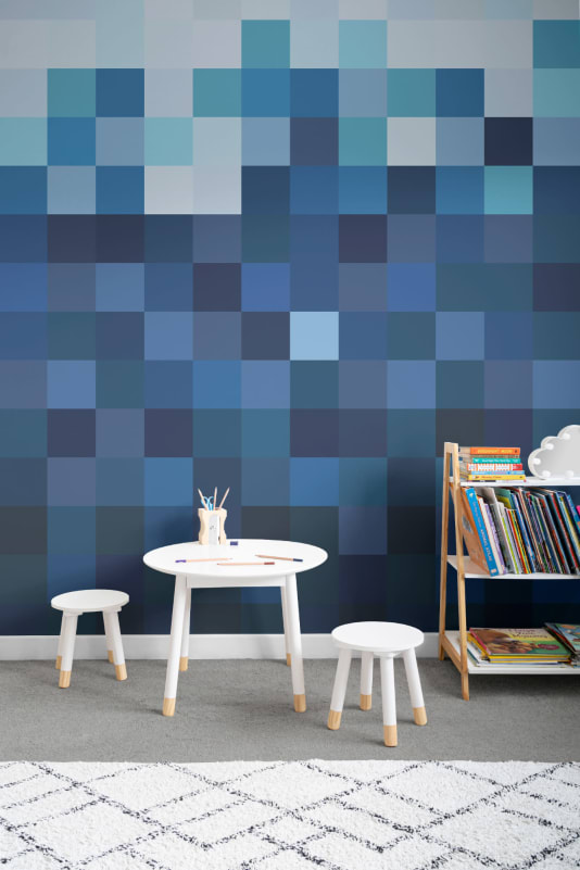 blue square panel wallpaper