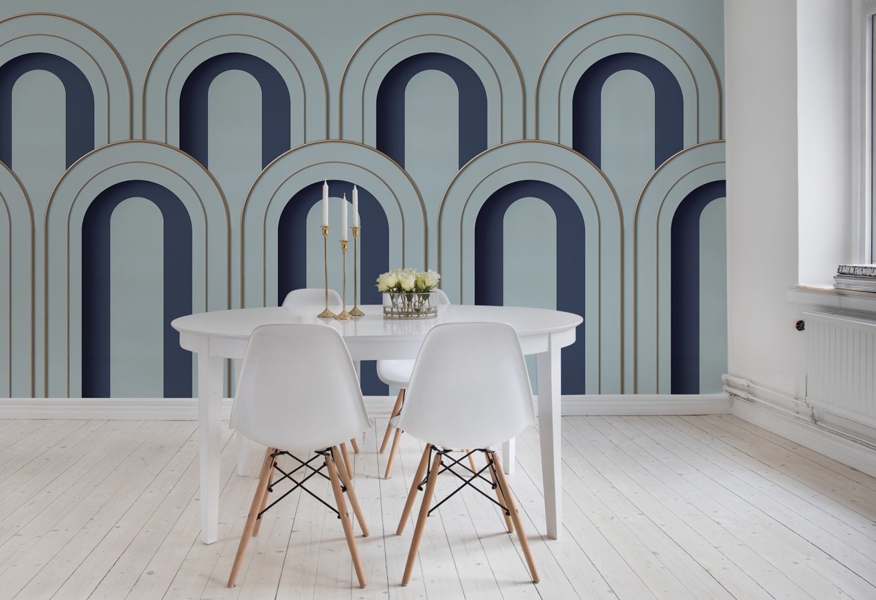 Arch Deco, Blue - Wallpaper | Rebel Walls