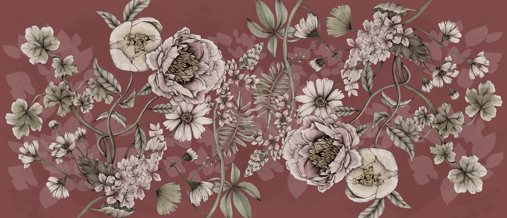 Spring Flower, Rust - Wallpaper | Rebel Walls