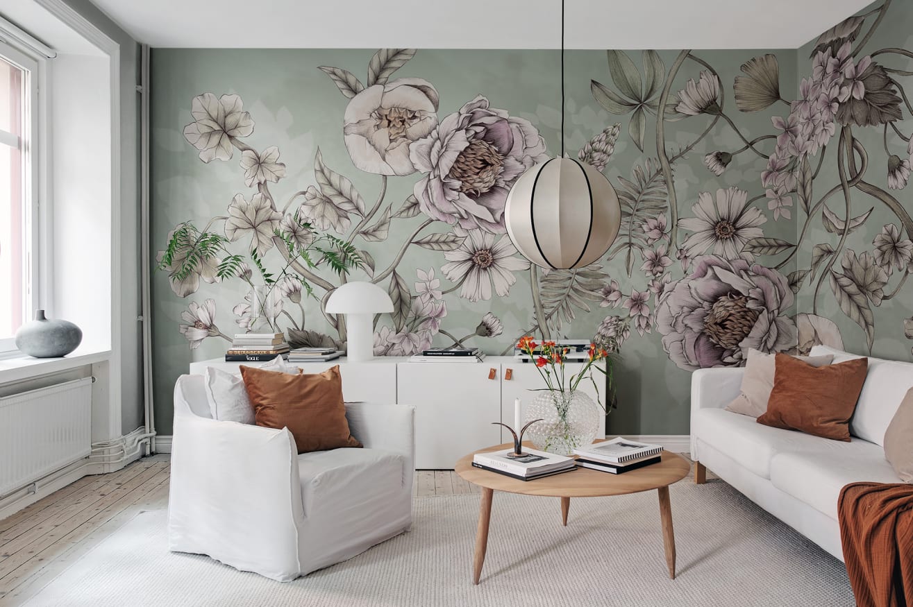 Spring Flower, Green - Wallpaper | Rebel Walls