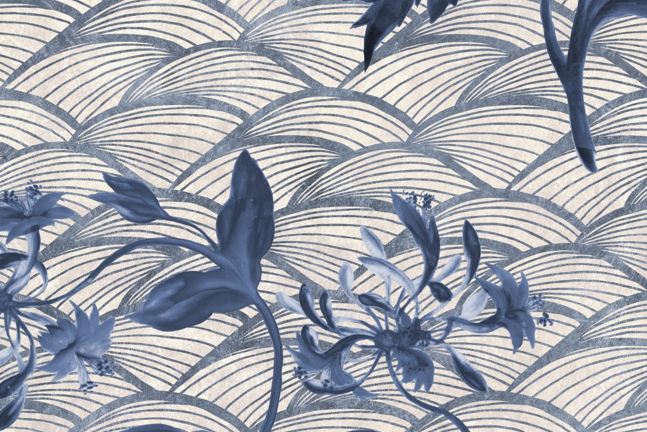 Floral Ripple Blue - Wallpaper | Rebel Walls