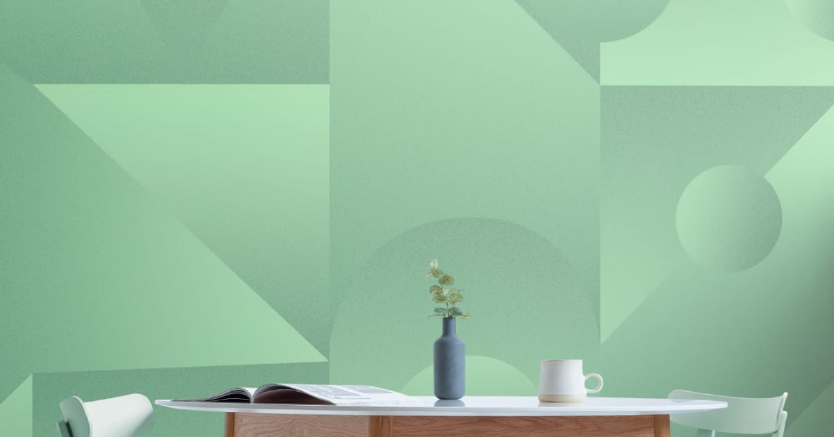 Green Abstract Gradient Shapes Wallpaper Mural - Hovia