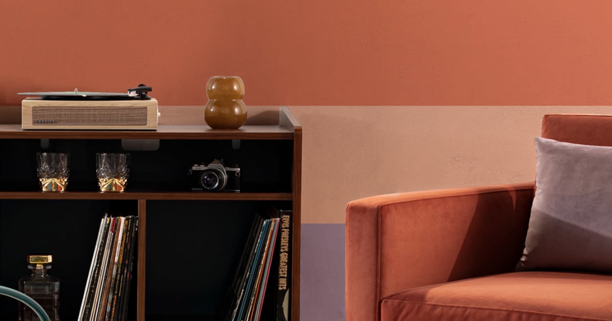 70'S Orange Sunset Block Retro Wallpaper Mural - Hovia