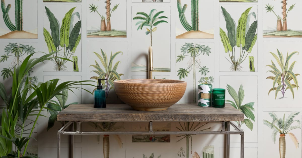 Botanical Plants Tile Pattern Wall Mural | Hovia - Hovia