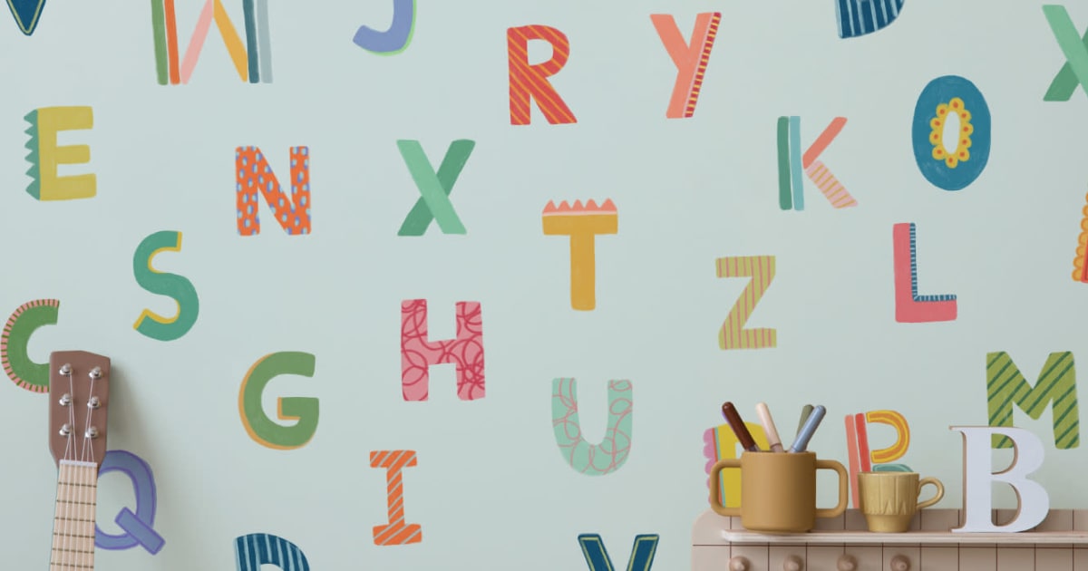 Blue Colorful Kids Alphabet Wallpaper - Hovia