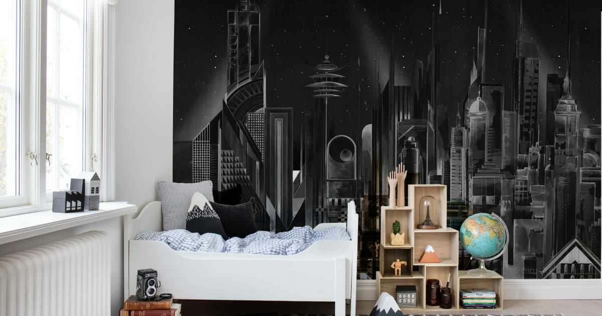 Sci-Fi Town, Black - Rebel Walls