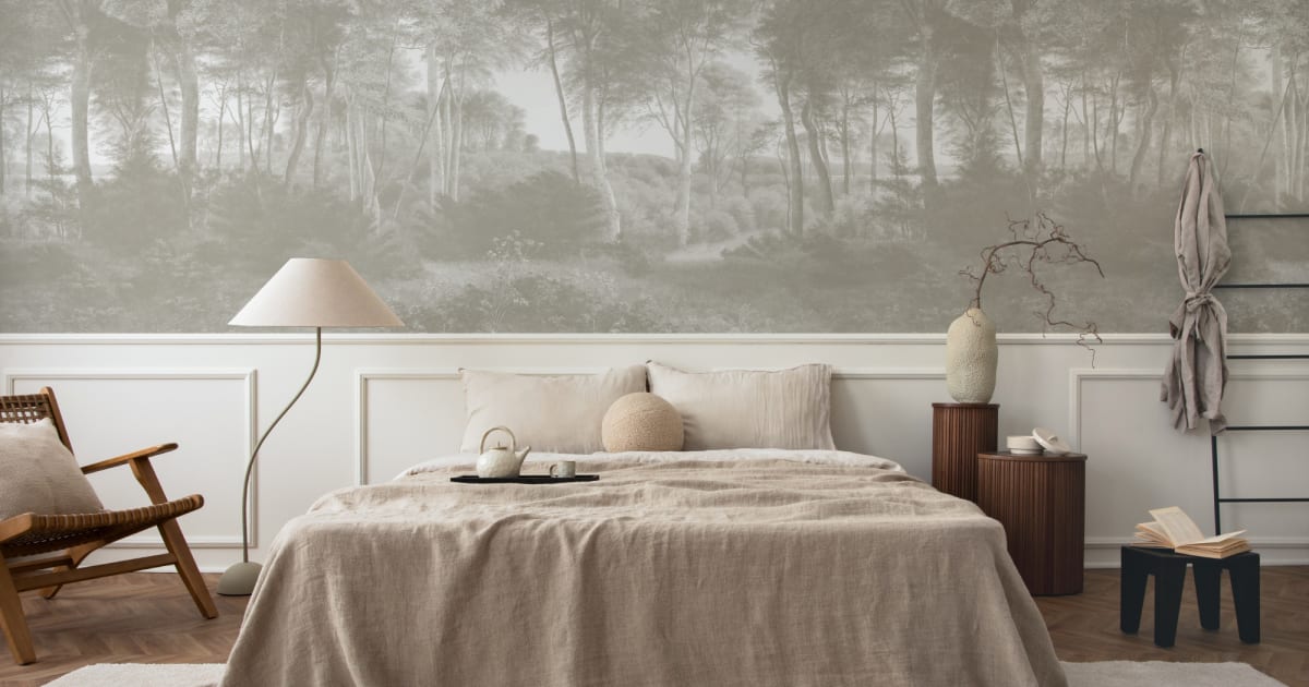 Neutral Forest Landscape Painting Mural - Hovia
