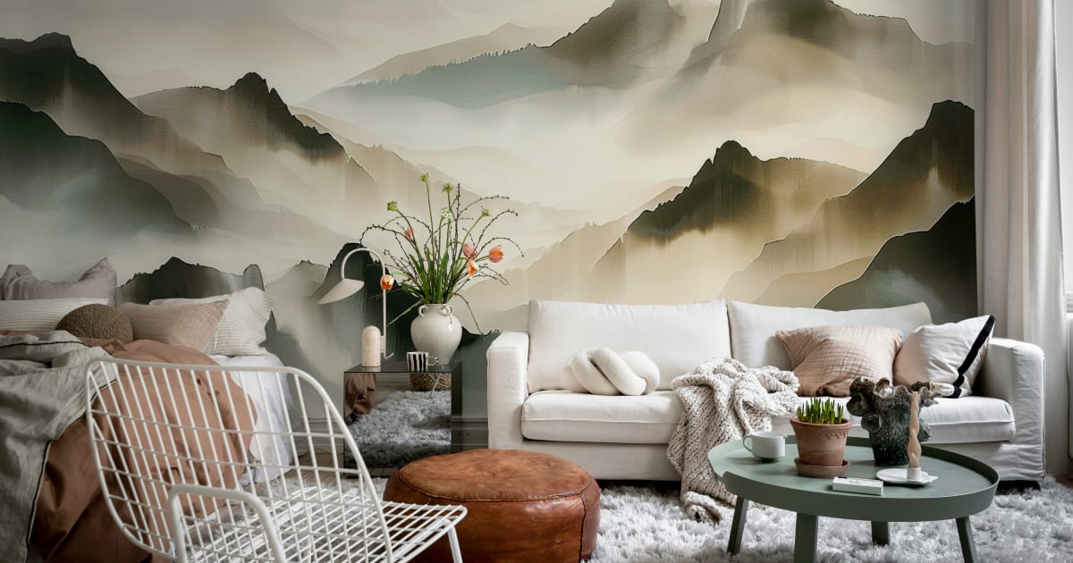 Misty Mountain, Beige Wallpaper | Rebel Walls - Rebel Walls