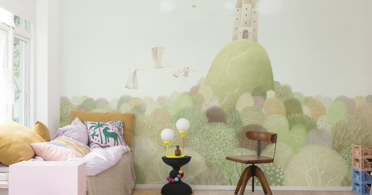 Whimsy Castle, Summer, Green | Extraordinary Wallpaper By Rebel Walls ...