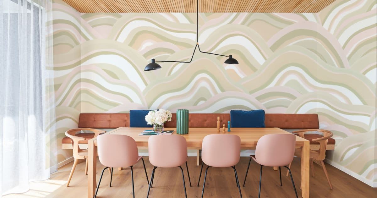 Pastel Abstract Waves Mural - Hovia - Hovia