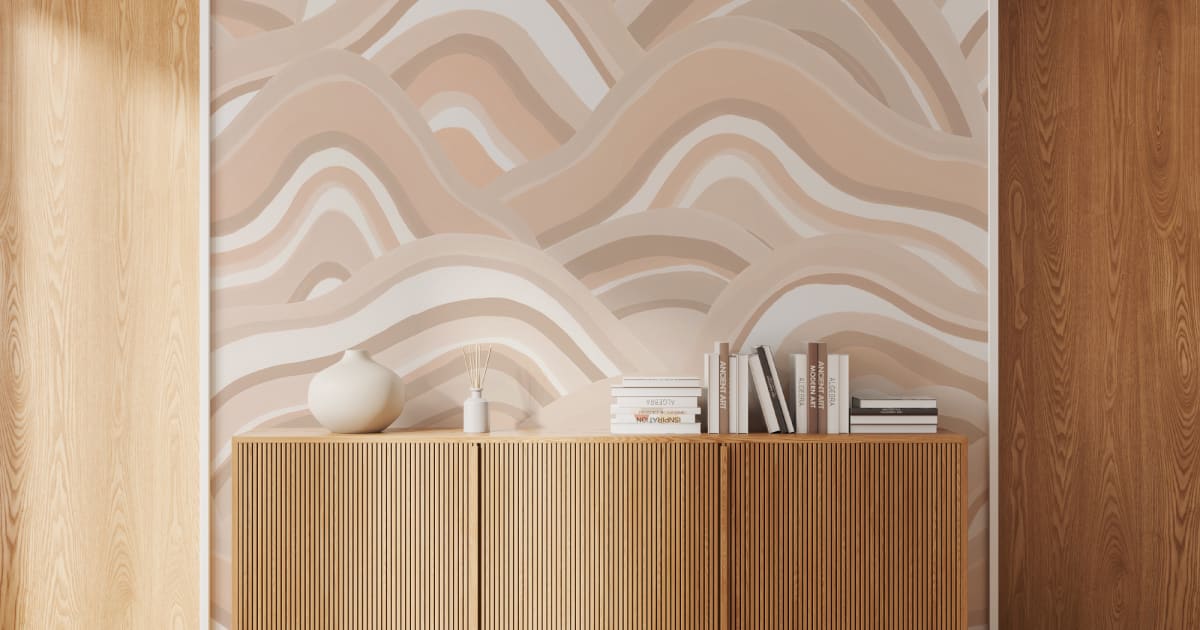 Neutral Abstract Waves Mural - Hovia - Hovia