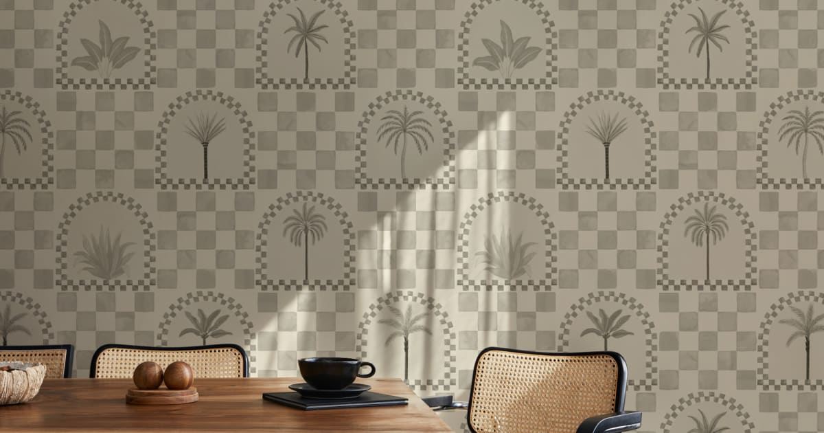 Neutral Palm Pattern Mural - Hovia - Hovia