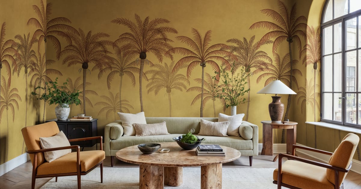 Palm Parade, Yellow Wallpaper | Rebel Walls - Rebel Walls