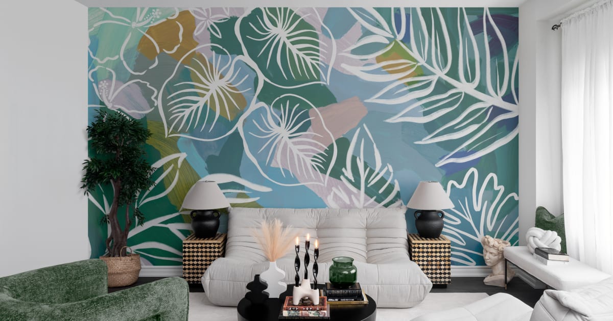 Colorful Abstract Botanical Wall Mural - Hovia