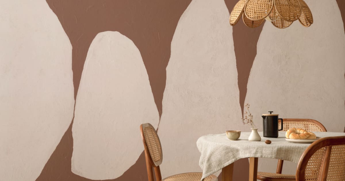 Hand-Painted Organic Form Mural In Warm Terracotta With Textured ...