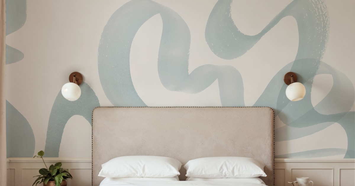 Waves, Cloud Dancer, Light Blue | Free Shipping | Rebel Walls - Rebel Walls