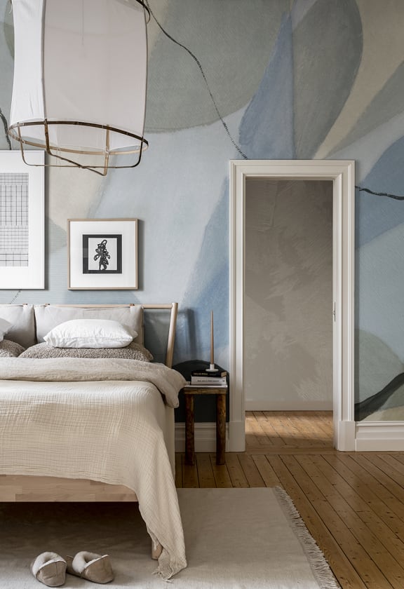 Asana, Ocean Blue - Wallpaper | Rebel Walls